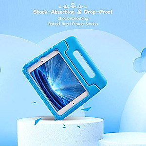 EVA Tablet Case for iPad Mini 4 / Mini 5 with Handle | Blosomeet Full Body Protective Kid-Proof Cover for iPad Mini 5th/4th Generation with 2-Angle Stand | Rugged & Lightweight Case for Boys | Blue