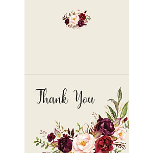MPC Brands Customized Personalized Funeral Bereavement Thank You Cards With Envelopes - Set of 50 (Custom Rose)