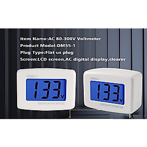 Aobao 2pcs Plug in Volt Meter, Flat US Plug AC 80-300V LCD Digital Voltmeter Voltage Test Monitor AC 110V 220V Voltage Meter for Household Plug into Outlet to Measure Voltage