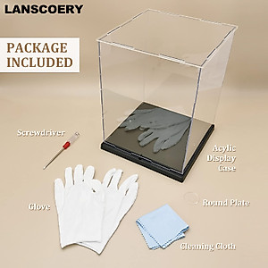 LANSCOERY Clear Acrylic Display Case Assemble Countertop Box Cube Organizer Stand Dustproof Protection Showcase for Action Figures Toys Collectibles (8.5x8.3x10.2Inch, 21.5x21x26 cm)