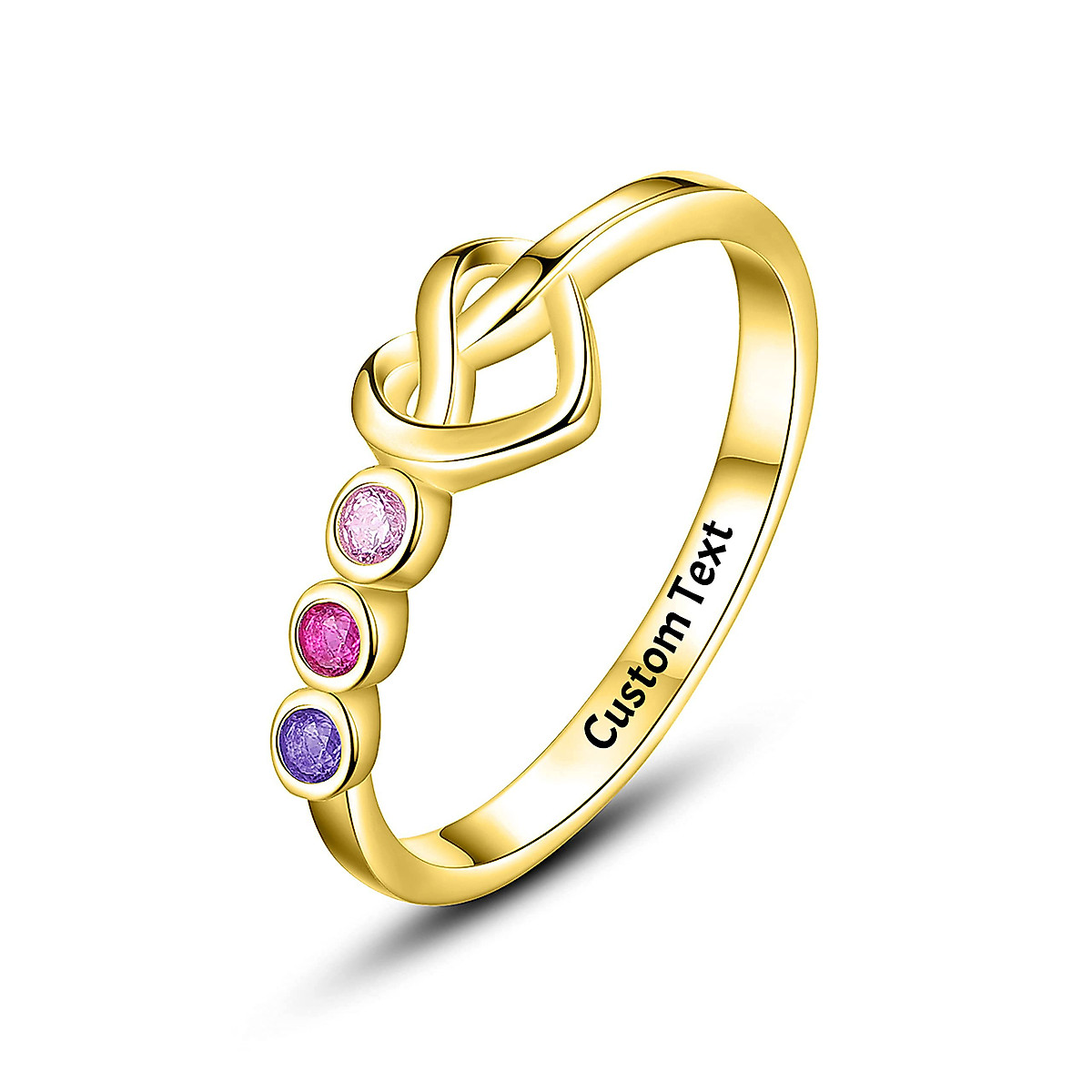 ROWAWA Family Ring with 3 Mother Child Birthstones Women's Ring Mother's Day Daughter Jewelry Grandmother Gift Personalized Best Friend Friendship sisters Custom Name Sterling Silver