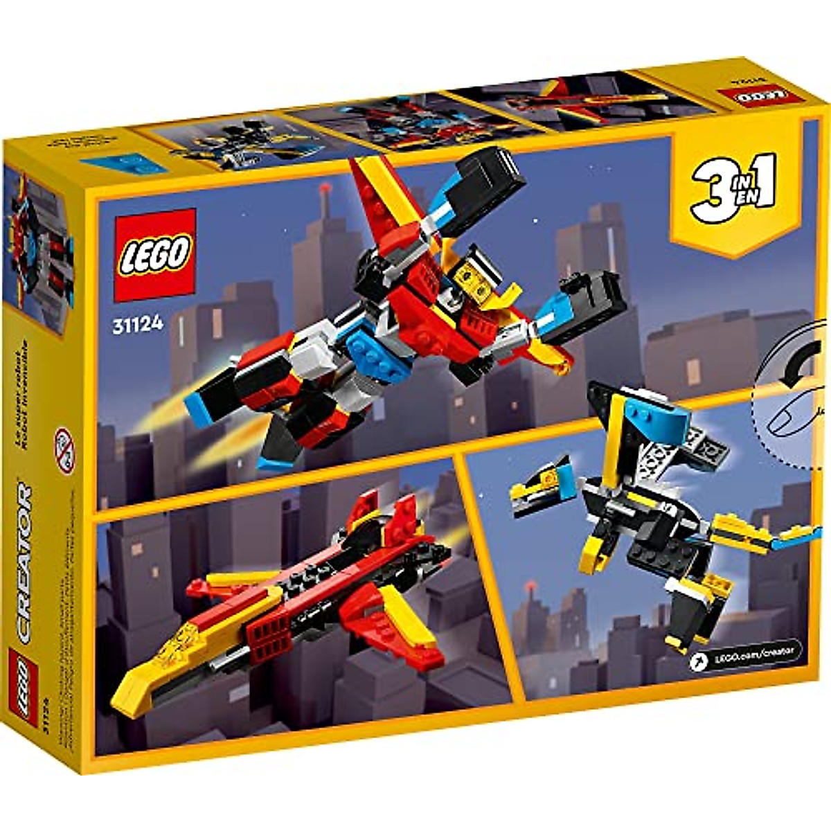 LEGO Creator 3in1 Super Robot 31124 Building Kit, Kids Can Build a Toy Robot, Toy Dragon, and Model Jet Plane, Creative Gift for Kids, Boys, Girls Age 7+ Years Old