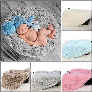 Baby Photography Props Fur Quilt Photographic Mat Newborn Photography Wraps Blanket Kids Newborn Wrap Soft Shaggy Cozy, Area Fur Quilt Studio Backdrop Photographic Mat(Beige)