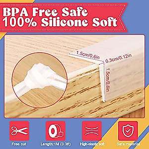 Edge Protector 100% Silicone, Soft Corner Protectors for Kids, Baby Proofing, 3.3ft Pre-Tape Adhesive Edge Guard for Kids Safety, Child Drawer Furniture Cabinet Bumper (0.6x0.6in(Width))