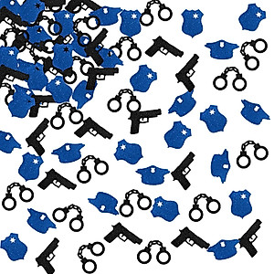 ShuanQ 120pcs Officer Confetti - Congrats Officer Grad Party Sign - Officer Birthday Party Decoration Scatters for DIY Crafts - Police Caps Handcuffs Guns Glitter Cutous