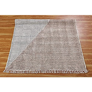 Casavani Hand Block Printed Cotton Dhurrie Abstract Brown & Black Area Rug Doormat Floor Rug Indoor Area Rugs for Bedroom Living Room Laundry Room 4x6 Feet