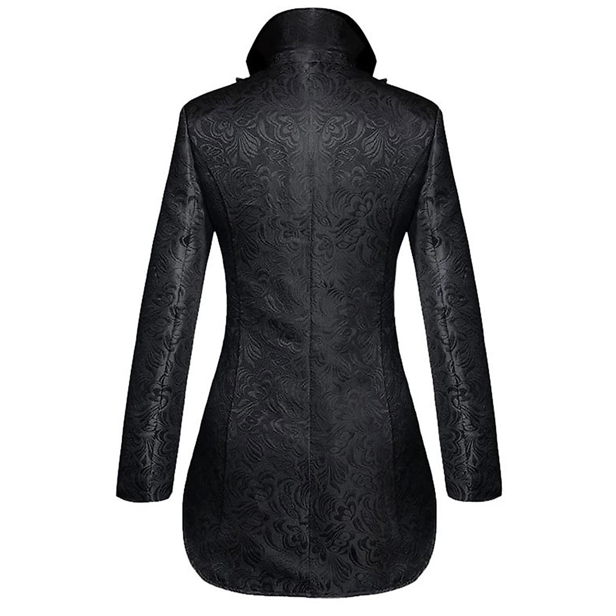 Men's Steampunk Jacquard Tailcoat Gothic Aristocrat Victorian Double Breasted Tuxedo Jacket (728# Black, L)