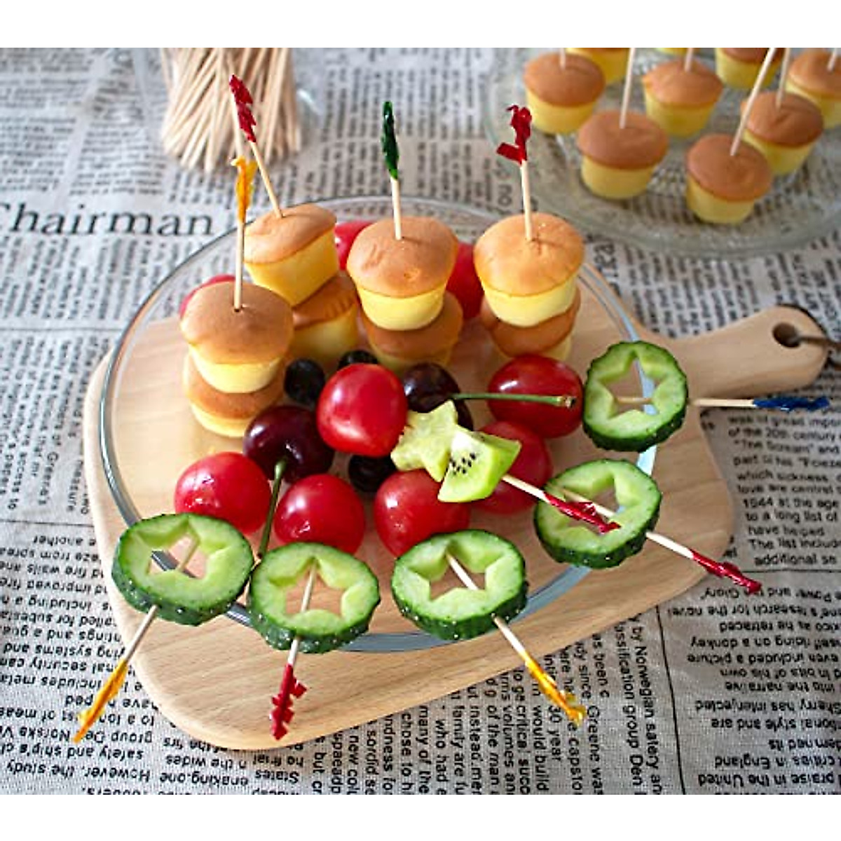 BLUE TOP Wood Frill Picks Toothpicks 4 Inch Pack 1000,Cocktail Party Toothpicks for Fruit,Appetizers,Club Sandwiches,Parties.