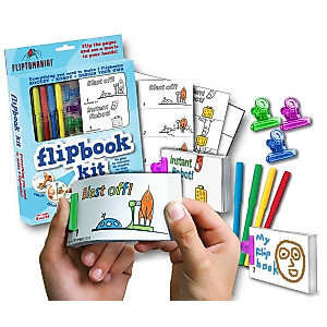 Fliptomania Bundle of 3 Flipbook Kits for Kids - Rocket & Robot, Frog and Butterfly, Dinosaurs - Save 15%