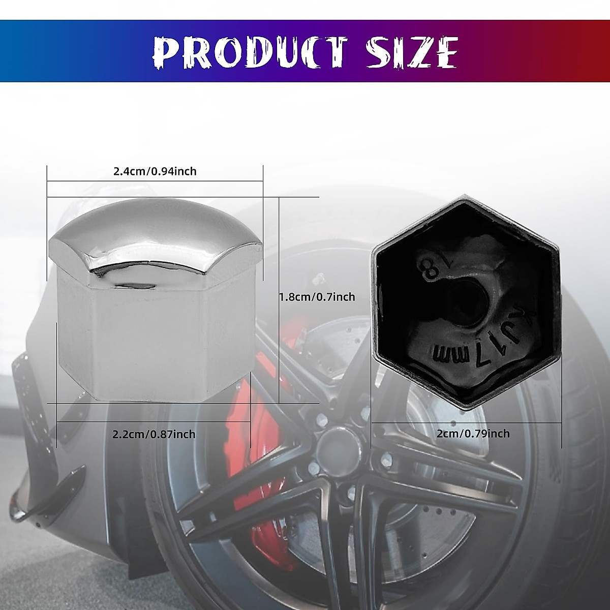 QUICTO 20 Pcs Car Wheel Nut Cap, Automotive Tire Bolt Cap, Universal 17mm, Rustproof Dust Cap, Hexagonal Plastic Tire Bolts with Removal Tool