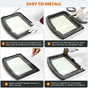 Stanbroil Wood Stove Gasket, 1/2" x 84" Graphite Impregnated Fiberglass Rope Seal, Gasket Rope Replacement Kits for Wood Stove Door