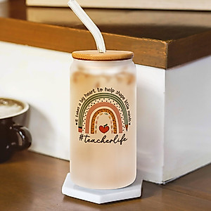 Teacher Appreciation Gifts - Gifts for Teachers Women - Teachers Appreciation Gifts - Thank You Teacher Gifts for Women - Back To School Teacher Gifts, Teacher Birthday Gifts - 16 Oz Teacher Can Glass