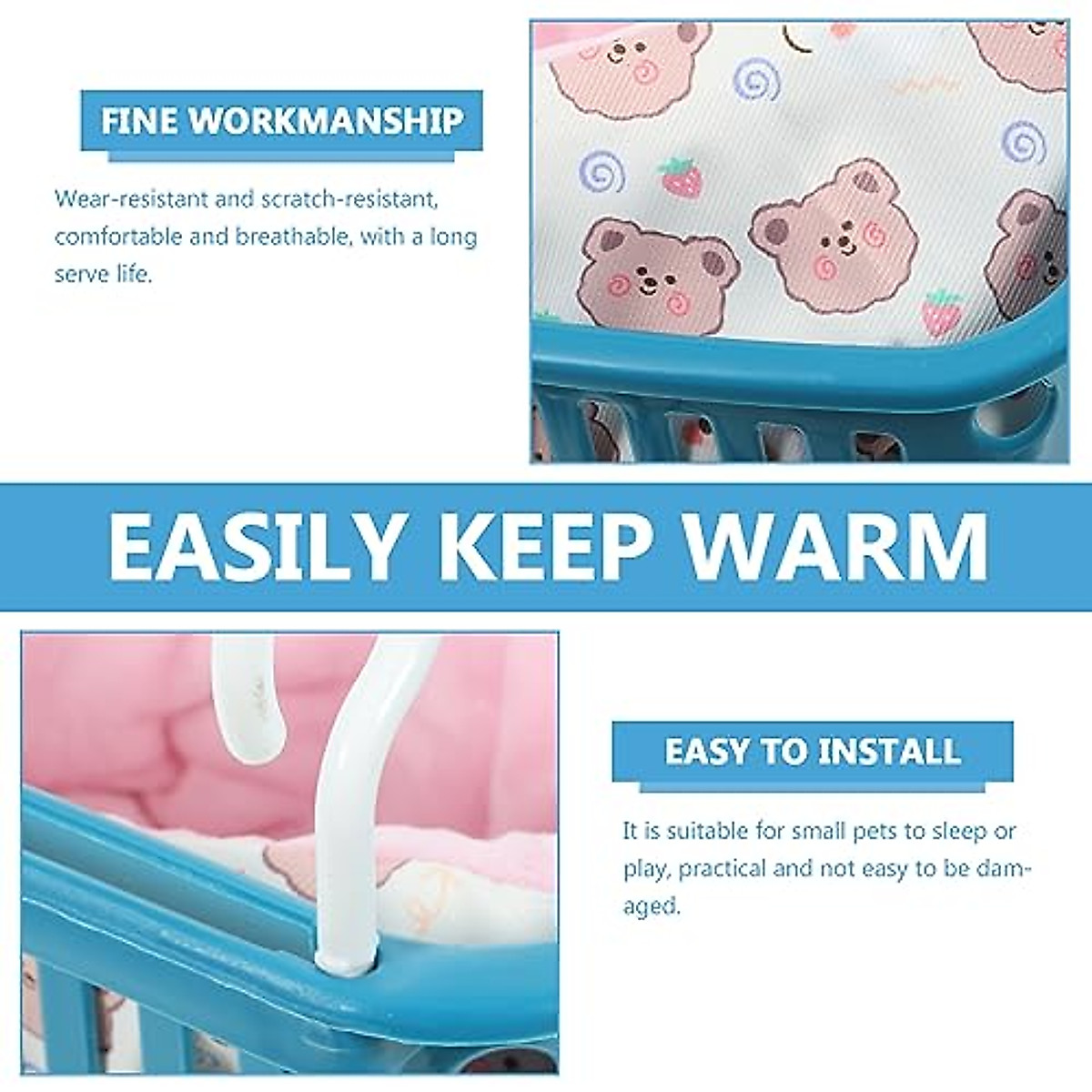 PATKAW Hamster Hammock Small Rat Hammock Winter Warm Hanging Basket Bed with Removable Cushion Blanket Hamster Cage Accessories for Guinea Pig Chinchilla Ferret Hamster Hanging Hammock