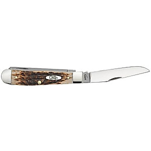 Case XX WR Pocket Knife Amber Jigged Bone Trapper Item #164 - (6254 SS) - Length Closed: 4 1/8 Inches