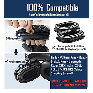 PROHEAR GEP03 Upgraded Gel Ear Pads for Walker's Razor Earmuffs, Comfortable and Soft Replacement Gel Ear Cups with Sealed Bottom Shell