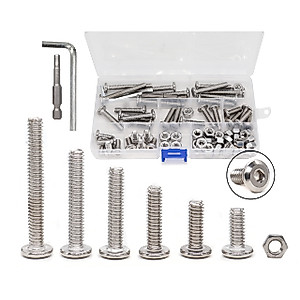 cSeao 70pcs 1/4"-20 Furniture Joint Connecting Bolts 1/4"-20 Hex Nuts for Chair Table,1/2", 5/8", 3/4", 1", 1-1/4", 1-1/2", 2", 304 Stainless Steel