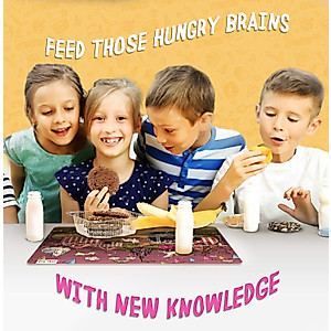 merka 4 Pack Kids Placemats for Dining Table, Placemat Plastic for Kid, Reusable Wipeable, Set of 4 Ocean Space Jungle Unicorns for Ages 2 and Up