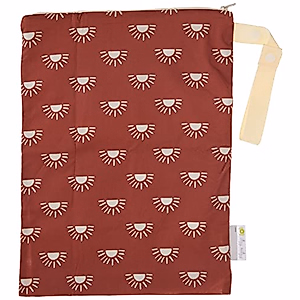 Itzy Ritzy Sealed Wet Bag with Handle – Wet Bag for Travel, Swimsuits, Cloth Diapers, Gym Clothes & Toiletries - Washable & Reusable w/Water Resistant Lining - Measures 11” x 14” (Terracotta Sunrise)