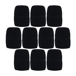 Fielect 10Pcs Microphone Covers Foam Mic Covers Thick Handheld Stage Microphone Windscreen Foam Cover Black for KTV, Dance Ball, Conference Room, News Interviews