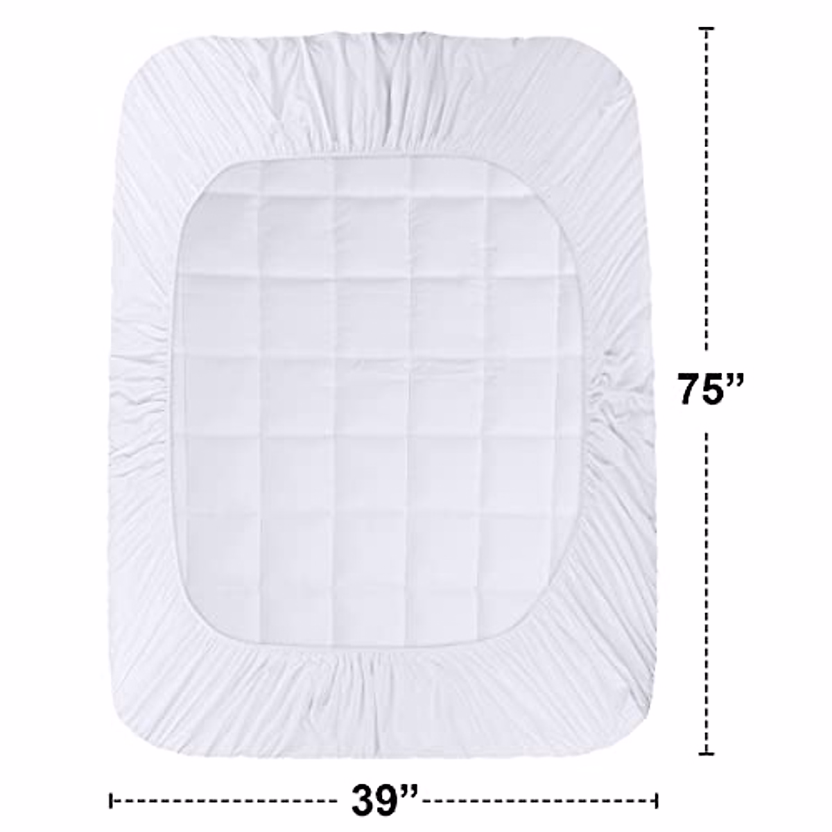 Utopia Bedding Quilted Fitted Premium Mattress Pad Twin Size - Pillow Top Mattress Topper - Elastic Fitted Fluffy Mattress Protector - Mattress Cover Stretches up to 16 Inches Deep -Machine Washable
