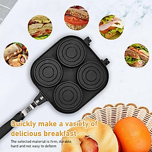 Fockety Double Sided Frying Pan, Sandwich Pancake Pan Non Stick Pan, Easy to Flip Pan with Anti Burn Handle, Grill Pan for Barbecue Grill Pot, Double Pan for Omelets, Wheel Pie Bread Egg