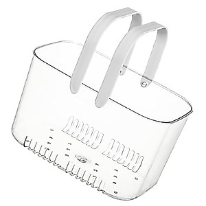 Transparent Multifunctional Shower Caddy Basket, Portable Handle, Waterproof, PET & PP Material, for Bathroom Use