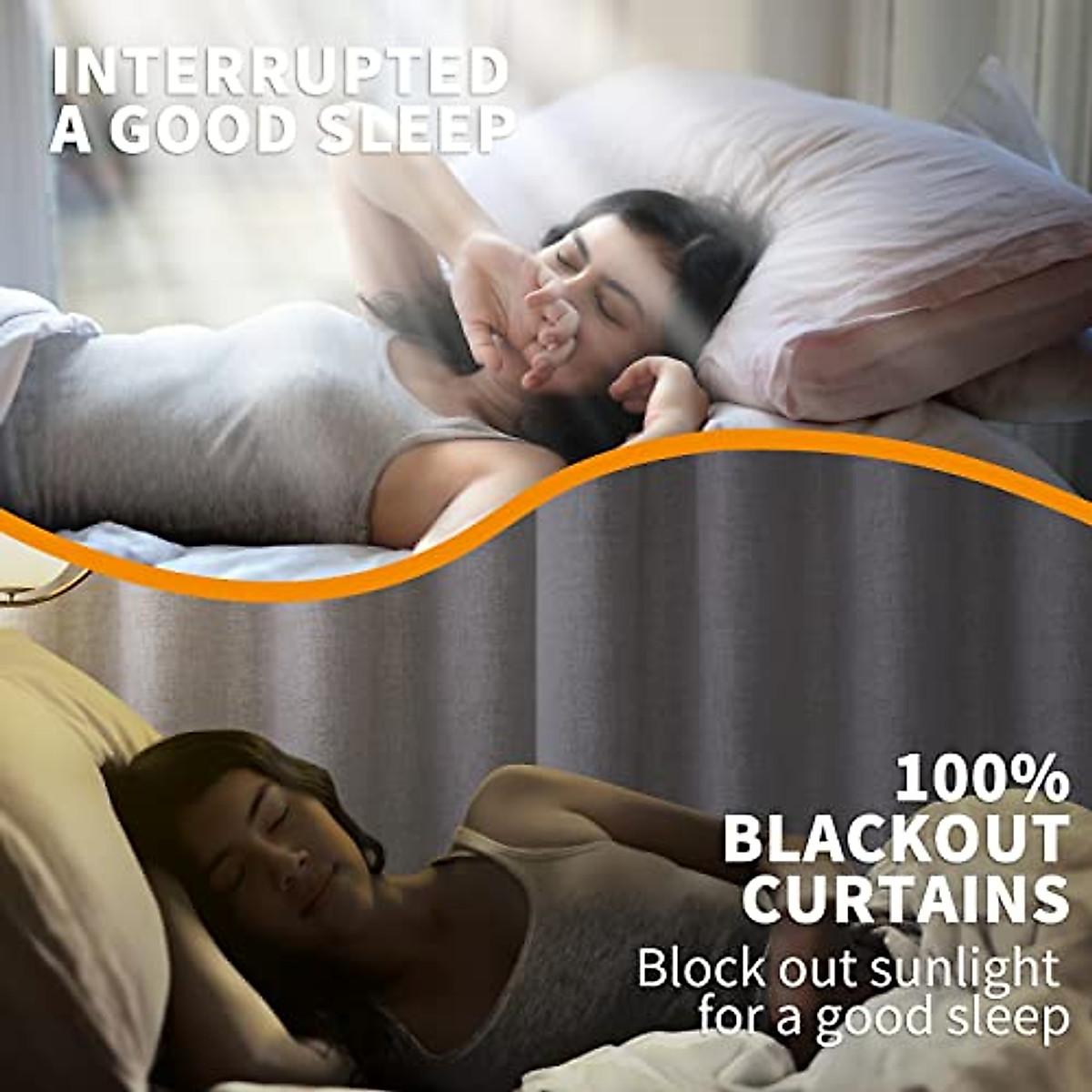 YoungsTex Linen Blackout Curtains for Bedroom, Thermal Insulated Full Room Darkening Curtains Natural Linen Textured Black Out Window Drapes, 2 Panels, 52 X 63 Inch, Beige