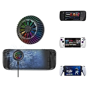 DEVASO Steam Deck Fan, Semiconductor Cooler for Steam Deck with 7-Blade Fan and RGB Colourful Light, 3 Seconds Fast Cooling Magnetic Fan Cooler for Steam Deck OLED, PlayStation Portal, ASUS ROG Ally