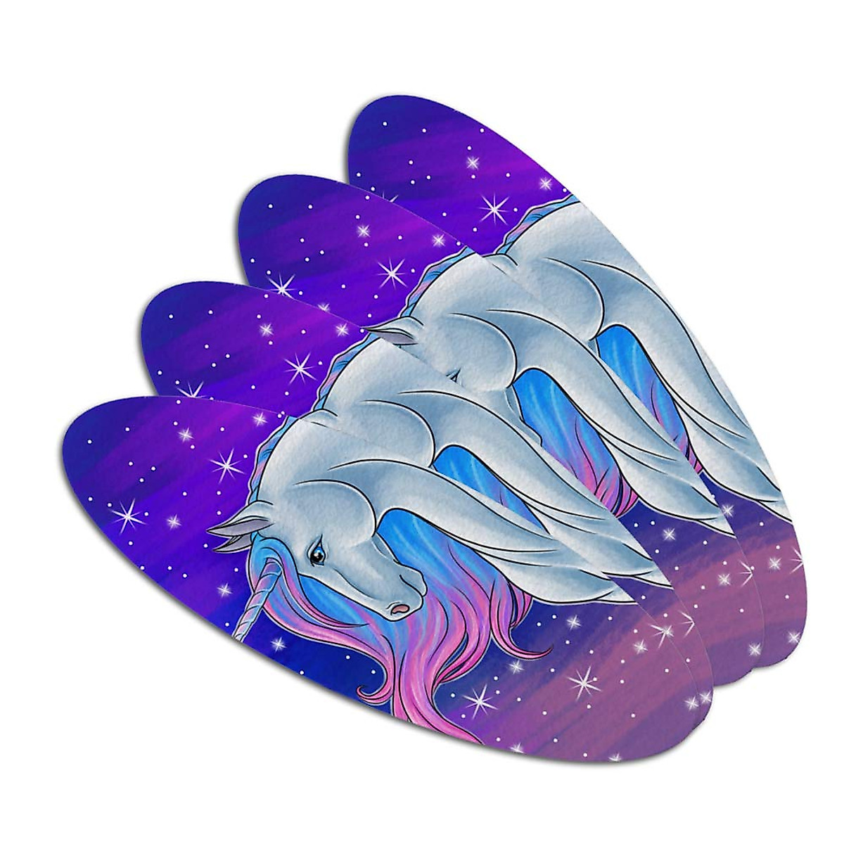 Majestic Unicorn Pink Purple Blue Double-Sided Oval Nail File Emery Board Set 4 Pack