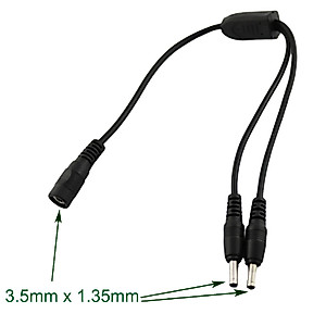 UpperFu 2pcs 1 to 2 Way DC Power Splitter Cable 3.5mm x 1.35mm 1 Female to 2 Male Adapter Cord for CCTV Cameras LED Light Strip and More