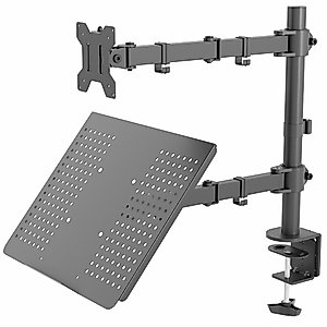 VIVO Black Fully Adjustable 13 to 32 inch Single Computer Monitor and Laptop Desk Mount Combo, Stand with Grommet Option, Fits up to 17 inch Laptops (STAND-V002C)