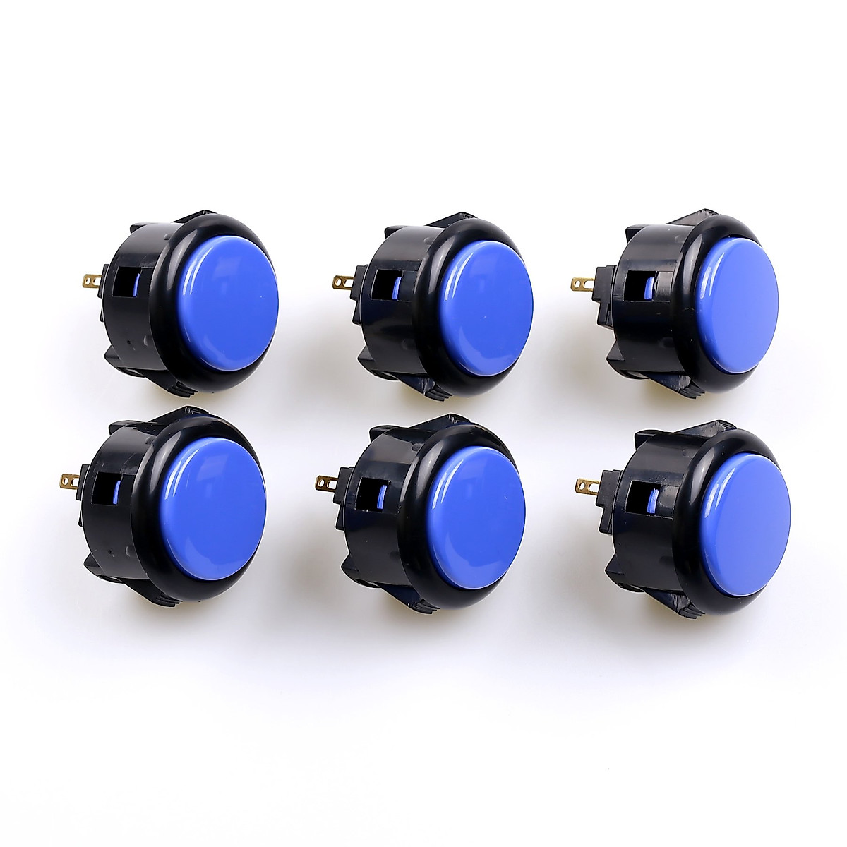 Sanwa 6 pcs OBSF-30 Original Push Button 30mm - for Arcade Jamma Video Game & Arcade Joystick Games Console (Black & Blue) S@NWA