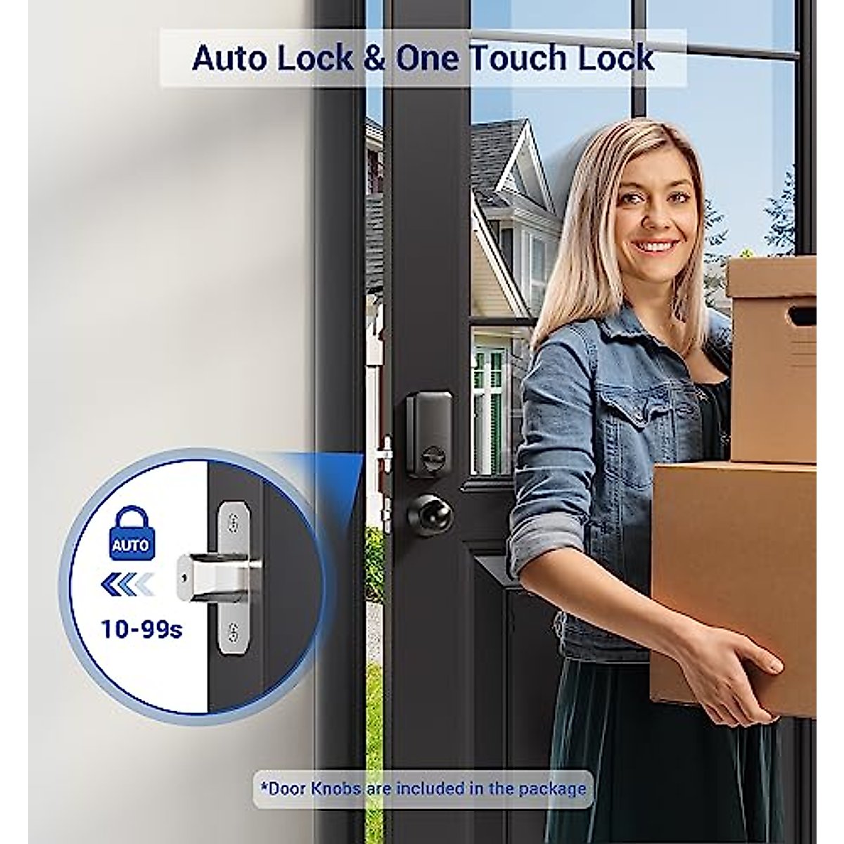 Veise KS02D and KS01C Door Lock with Handle Set Bundle