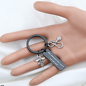 MYOSPARK Nurse Practitioner Gift She Believed She Could So She Did Keychain NP Jewelry Nurse Keychain (She Believed NP black)