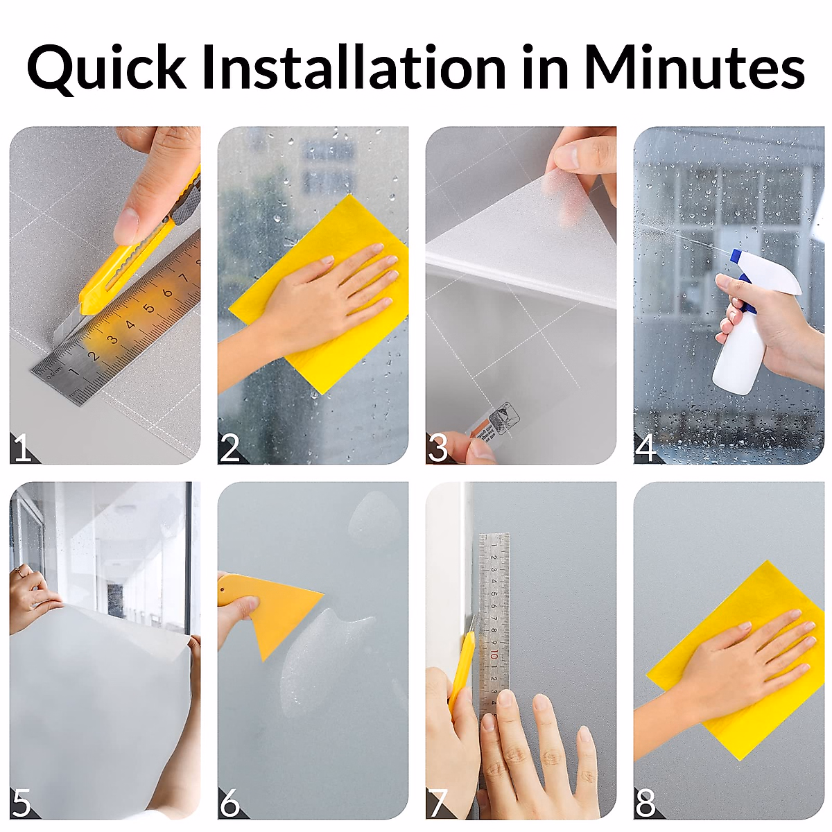 Haton Window Privacy Film, Frosted Glass Window Film, Bathroom Opaque Window Coverings, Decorative Static Cling Removable Window Sticker for Home Office, Non Adhesive, 17.5 x 78.7 Inches