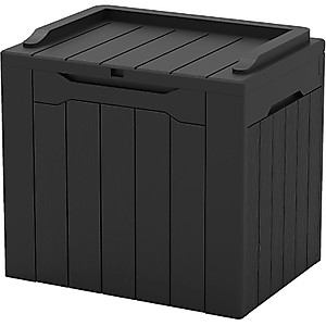 Patiowell 30 Gallon Resin Deck Box, Outdoor Storage Box for Patio Furniture, Deliveries, Pool Supplies,Waterproof and Lockable, Black