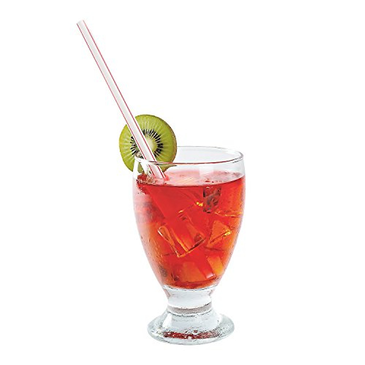 AmerCare 7.75 Inch Giant White with Red Stripes Paper Wrapped Straws, Case of 7200