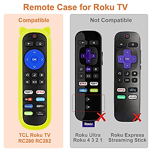 Base TV Legs for TCL Roku TV Stand with Yellow Glow Remote Cover, TV Feet Replacement for TCL TV Stand Legs for 28 32 40 43 49 50 55 65 Inch TV - 32S321 40S325 43S303 50S425 55S525 65S425 with Screws