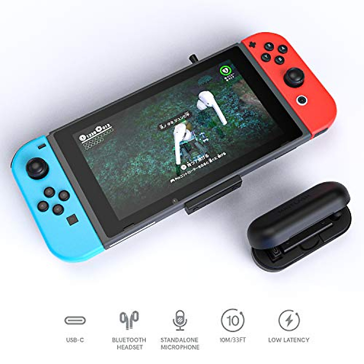 MAYFLASH PodsKit Bluetooth Adapter for Switch, PS4 and PC, Dual Stream Bluetooth Wireless Audio Transmitter with aptX Low Latency.