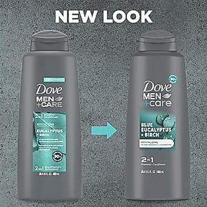 DOVE MEN + CARE Men 2 in 1 Shampoo and Conditioner Eucalyptus + Birch for Healthy-Looking Hair Naturally Derived Plant Based Cleansers 20.4 oz