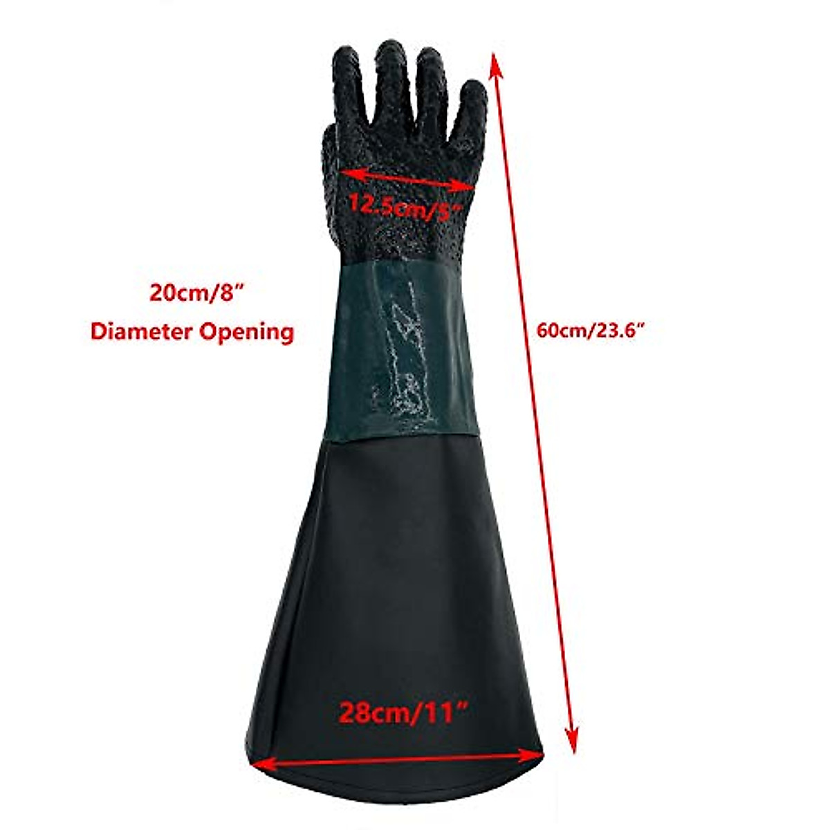 HOLDWIN Rubber Sandblaster Gloves for Abrasive Blasting be Used on Sandblast Cabinet Sand Blasting Gloves With Particle