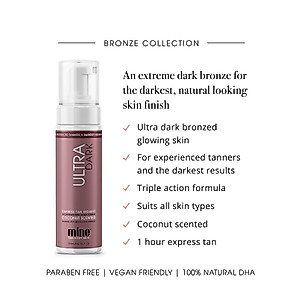 MineTan Ultra Dark Self Tanning Foam | Bronze Collection - Best Fake Tanner Mousse for a Deep Instant Bronzing Glow, 1 Hour Express, Face & Body, Ultra Hydrating Formula, Coconut Scented, 6.7 Fl Oz