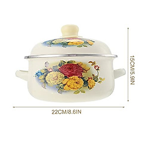 UPKOCH Enamel Stockpot Soup Stock Pot with Lid Kitchen Binaural Stockpot Home Cooking Utensil Udon Bowl Asian Noodles Bowl Sara Bowl