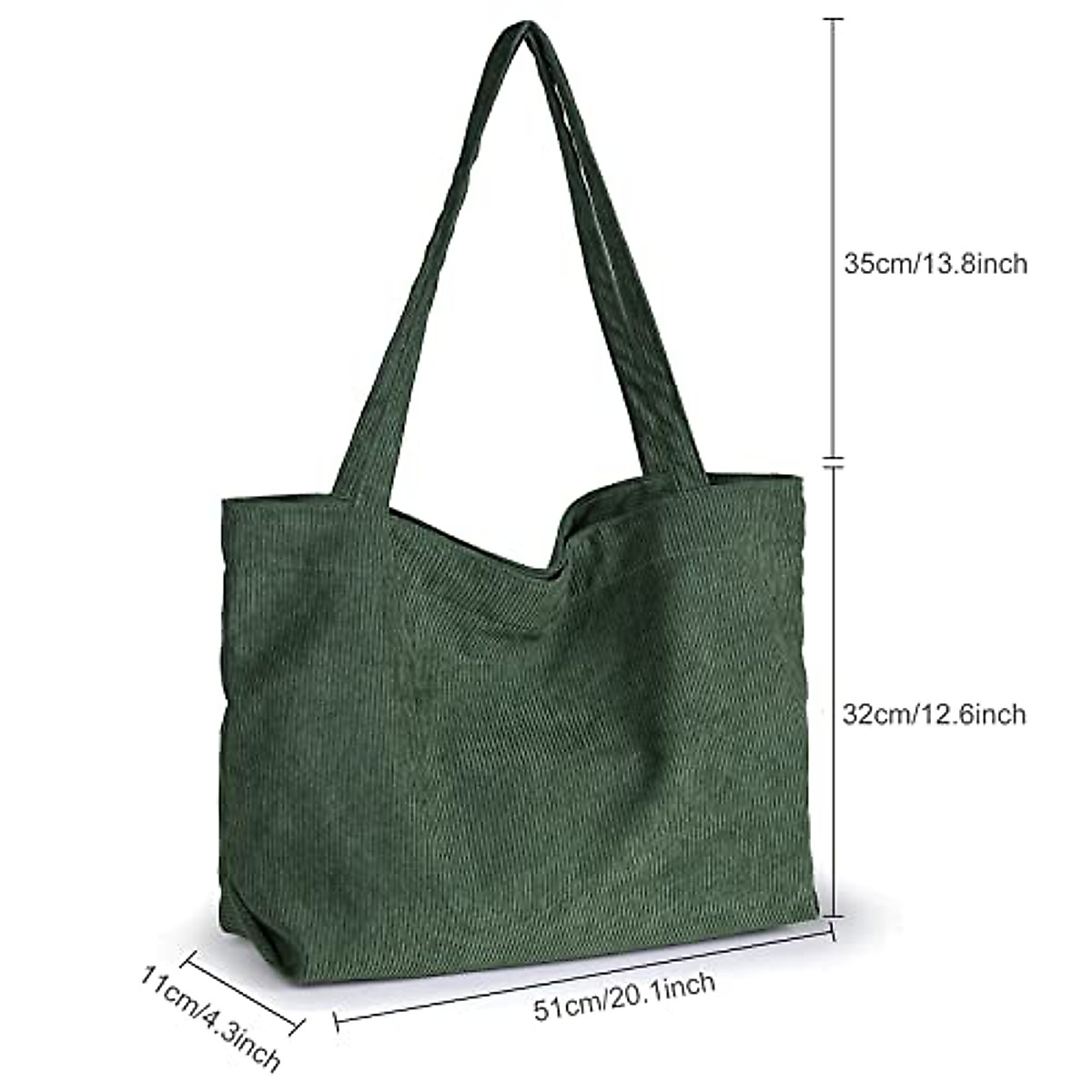 Sightor Corduroy Tote Bag for Women Shoulder Bag Big Capacity Shopping Bag Casual Handbag