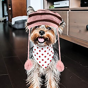 Balacoo Winter Dog Knitted Scarf Hat Set Dog Warmers Set Pet Winter Costume Doggie Winter Outfits for Dog Cat