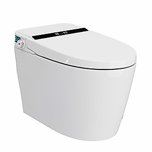 Lovinouse Smart Toilets Bidet, Modern Toilet and Bidets,Power Flush Self Cleaning Tankless Toilet with Bidet,One-piece for Bathrooms,Heated Seat,Water Sprayer & Dry,Foot Sensor Operation,White