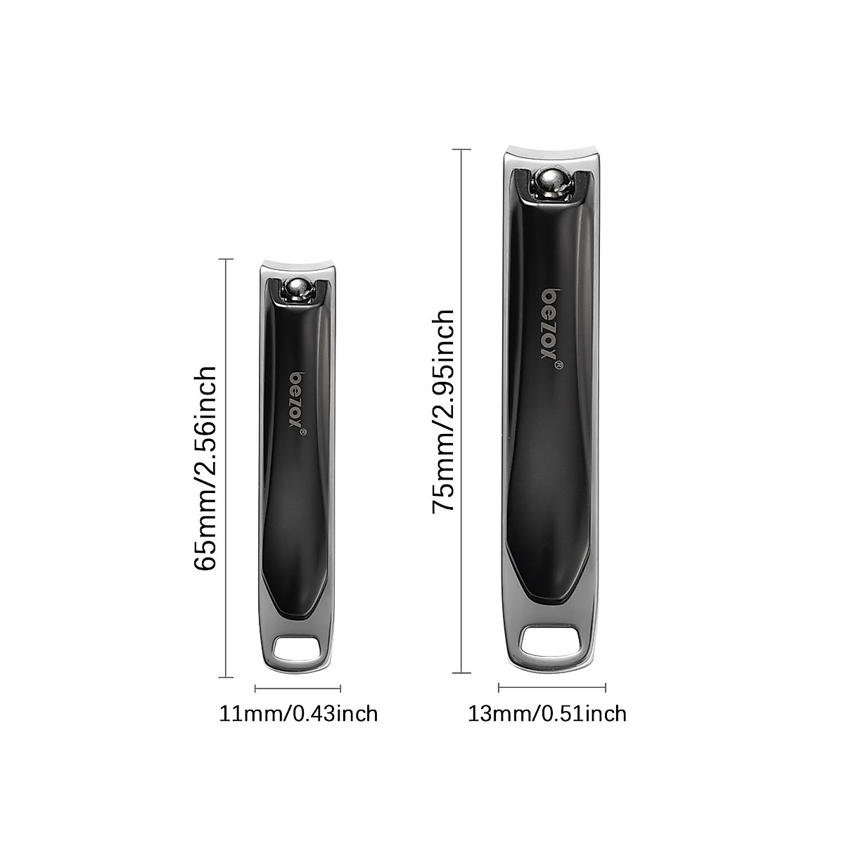 BEZOX Nail Clipper Set, Ergonomic Toenail Clippers with Non-Slip Design, Professional Fingernail Clipper for Men and Women with Nail File and Delicate Tin Case, 2 Pcs