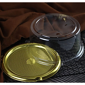 30 Sets Cake Box - 5-1/4 Inch in Diameter X 3-1/4 Inch in Height Clear Plastic Dome Carrier - Single Cake Container - Single Room Cupcake Carrier Box (Gold)