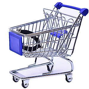 Mini Supermarket Handcart，4 Pack Supermarket Handcart Shopping Utility Cart Mode Storage Toy (Pink,Yellow,Red,Blue)