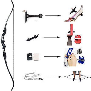 ZSHJGJR 66 Inch Archery Takedown Recurve Bow Athletic Competition Bow 22-38lbs Right Hand for Professional Practice Shooting with 6 Pieces Carbon Arrows (24lbs, Red)